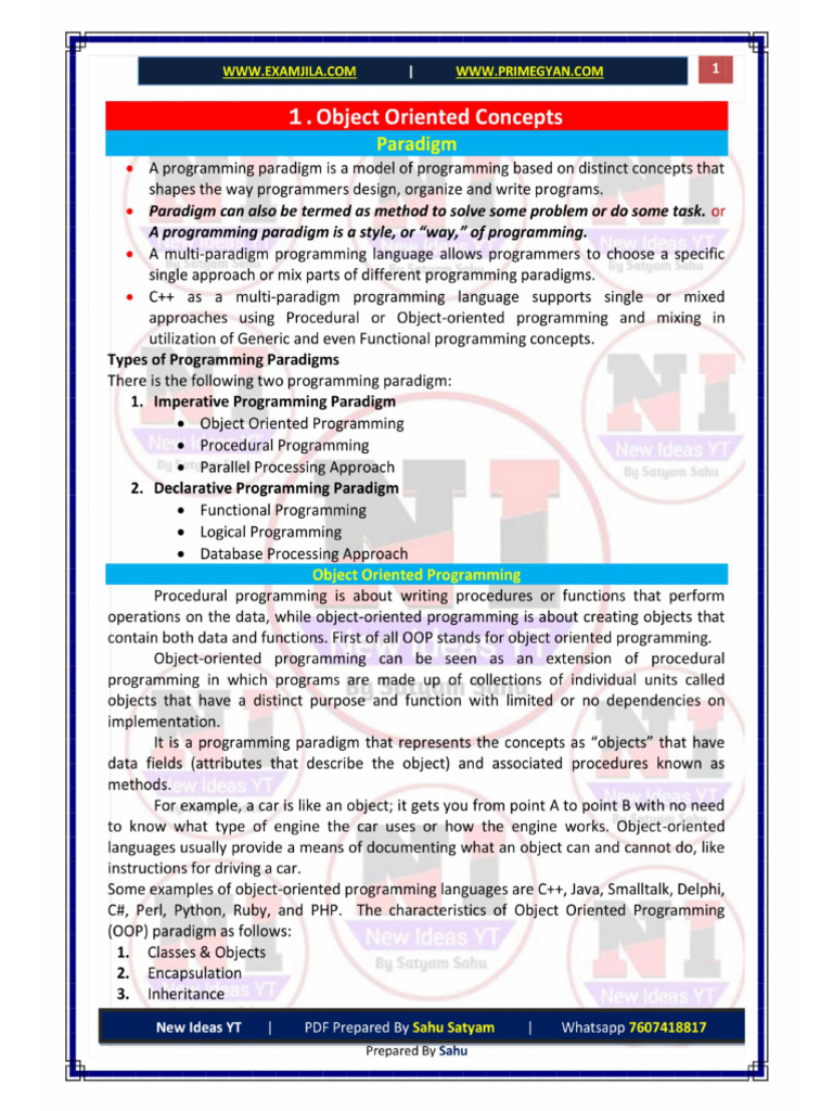 Object Oriented Concepts | PDF