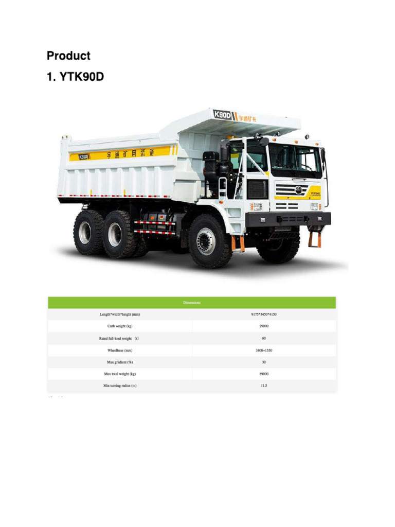 Spesifikasi Yutong Truck | PDF