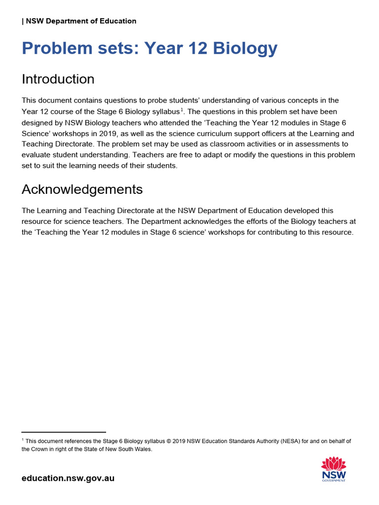 Biology Year 12 Modules Problem Set | PDF | Genetic Code | Banana