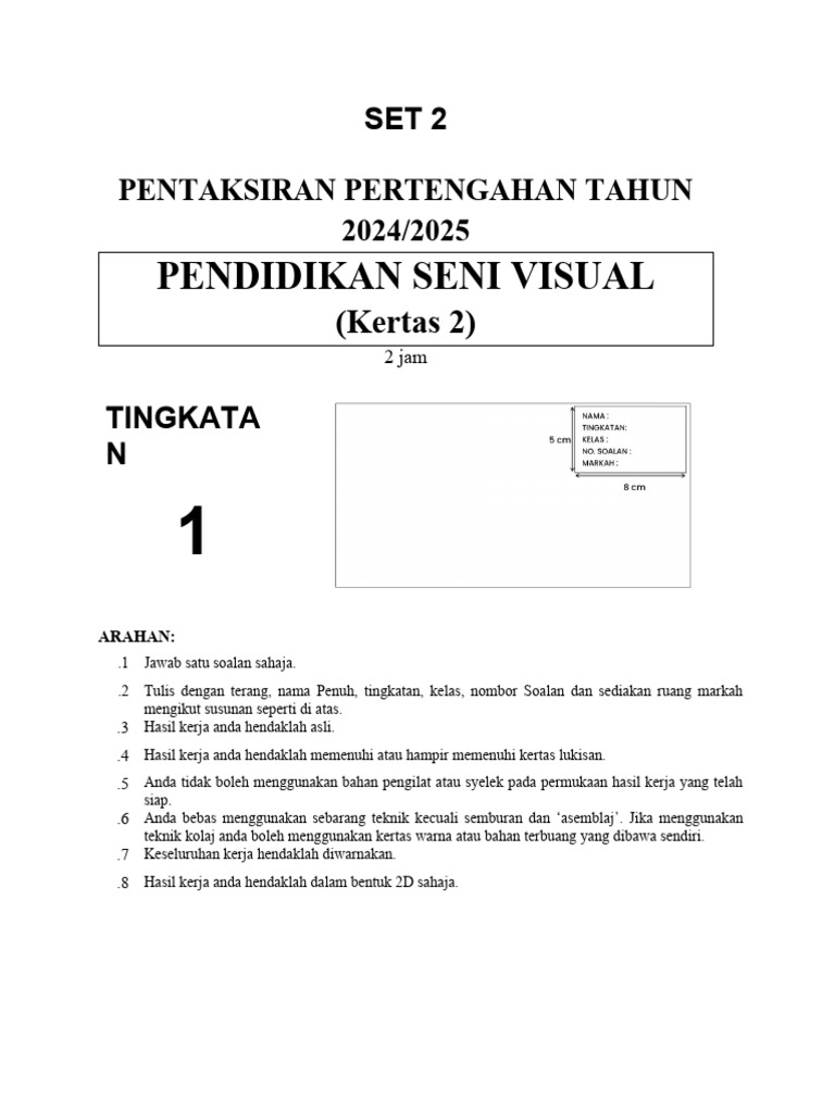 TP2673_-_2_SET_PENTAKSIRAN_PERTENGAHAN_TAHUN_PENDIDIKAN_SENI_VISUAL_TINGKATAN_1_PPT_202420258 | PDF