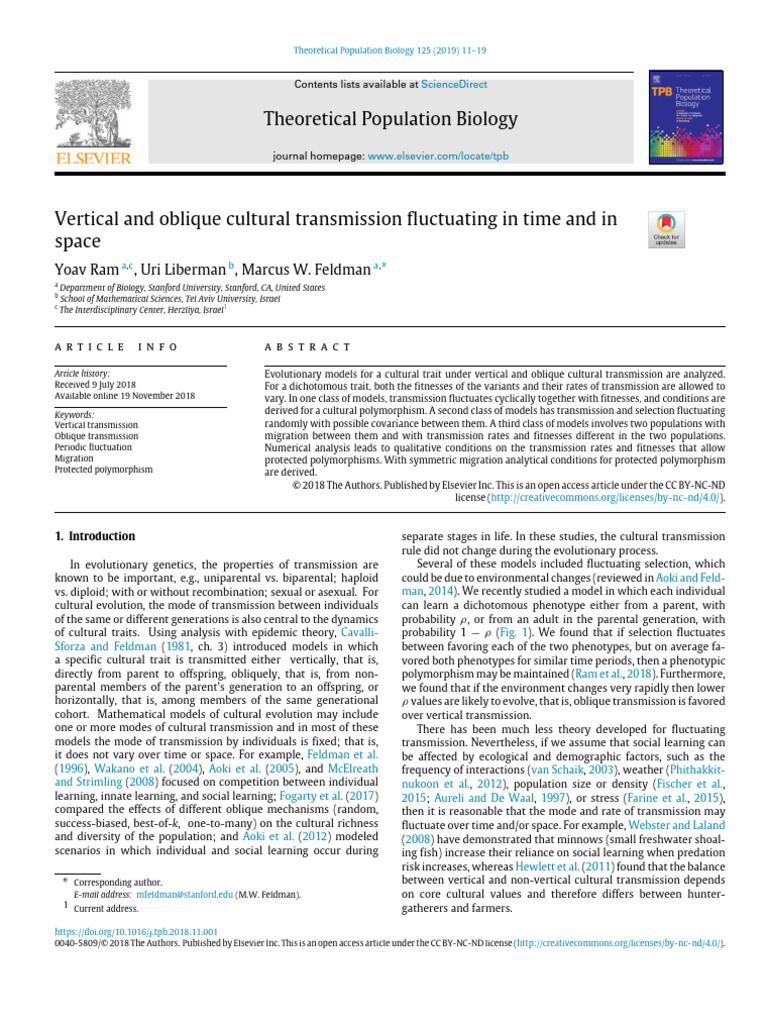 Vertical and Oblique Cultural Transmission Fluctuating in Time and in ...