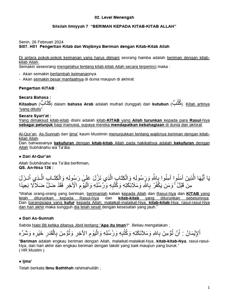 Beriman kepada Kitab-Kitab Allah | PDF | Filsafat | Kajian Bahasa Asing
