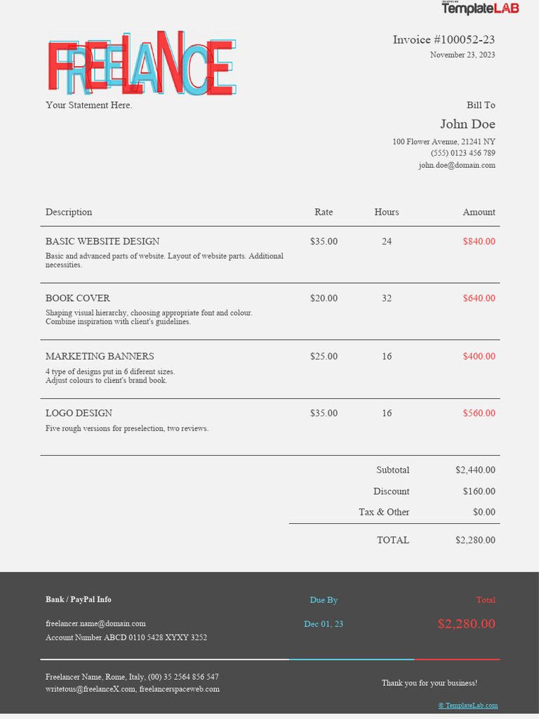 John Doe: Invoice #100052-23 | PDF