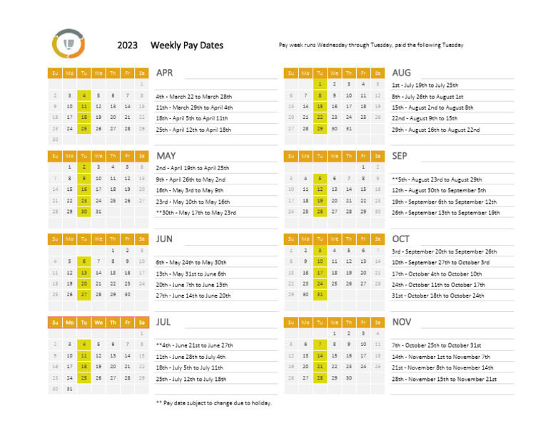 2023+PayWeek+Calendar | PDF