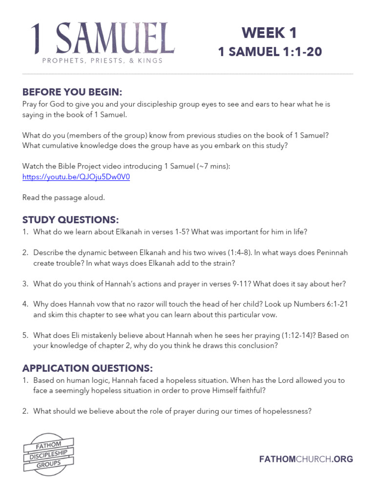 1 Samuel Study Guide | PDF | Books Of Samuel | Ark Of The Covenant