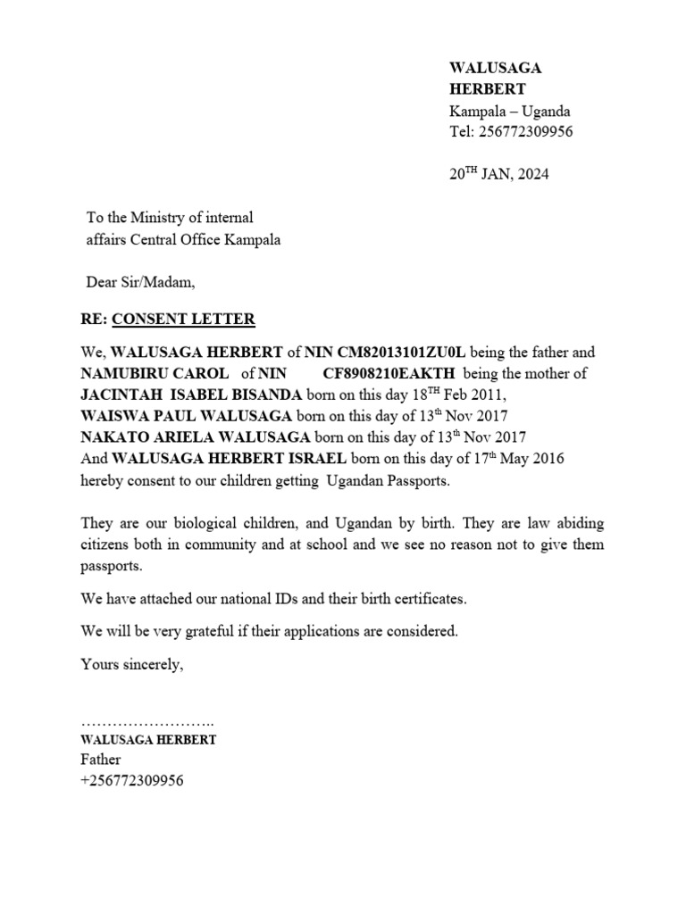 consent letter | PDF | Document | Government