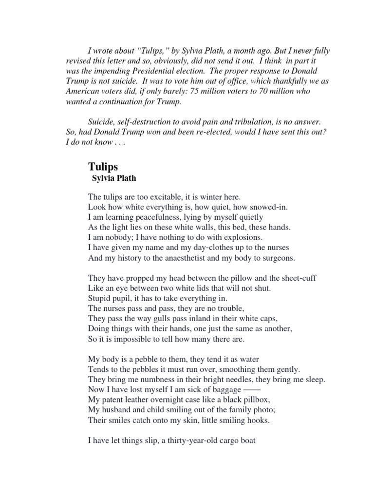 Tulips Essay Third Draft | PDF