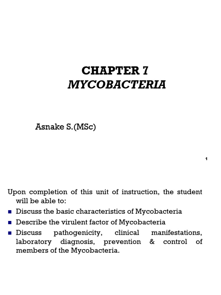 Chapter IXt Mycobacteria | PDF | Mycobacterium | Tuberculosis