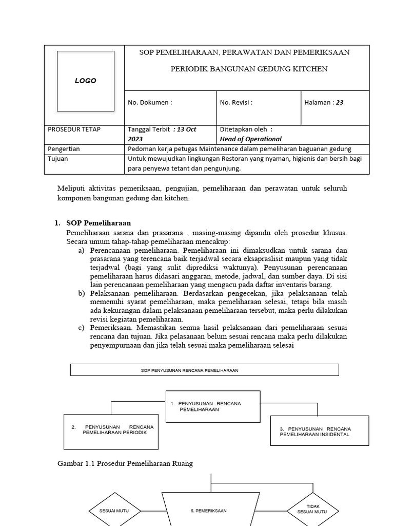 SOP Maintenance (Pemeliharan Alat & Gedung) | PDF