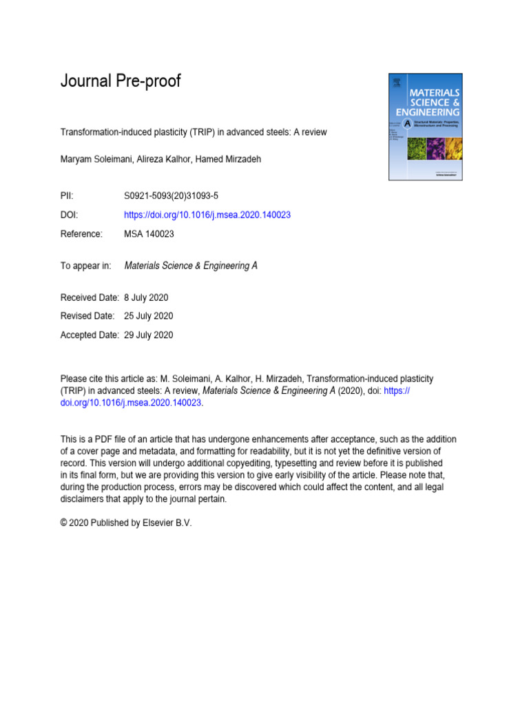 TRIP Effect in Advanced High-Strength Steels | PDF | Steel | Heat Treating
