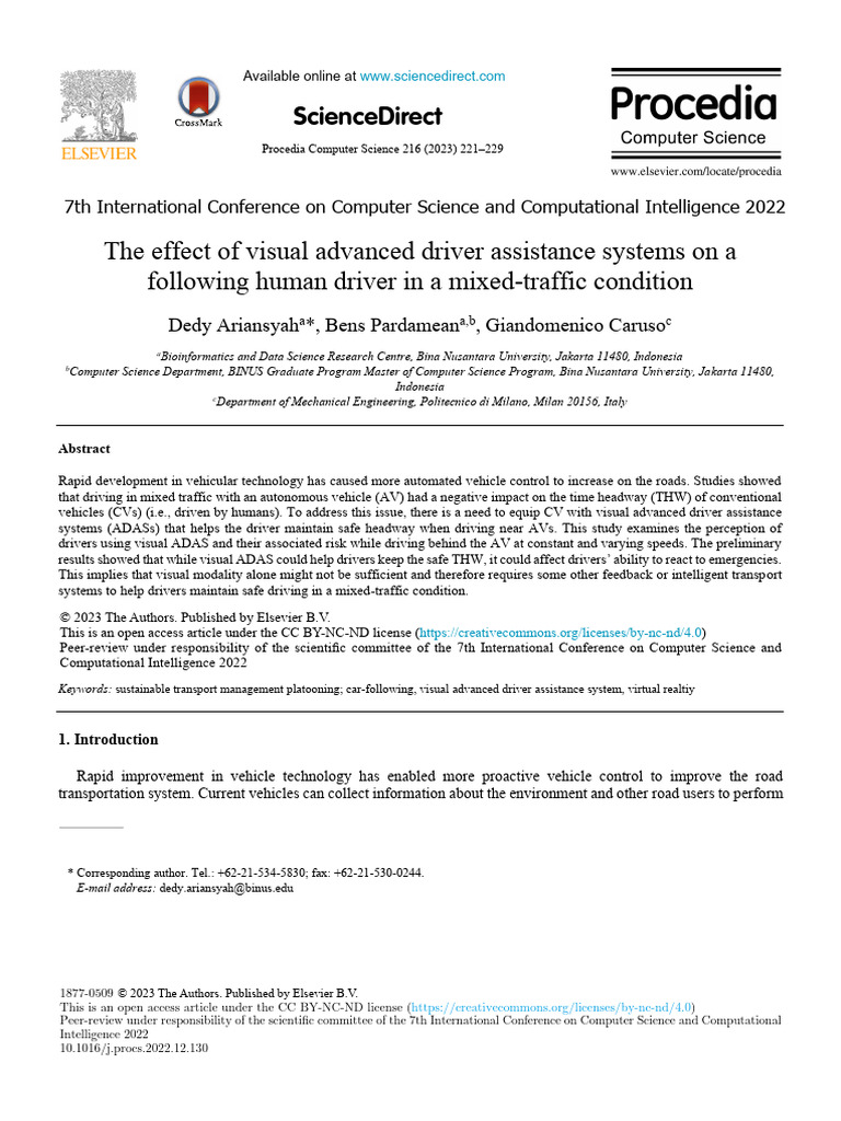 The Effect of Visual Advanced Driver Assistance Systems On A | PDF ...