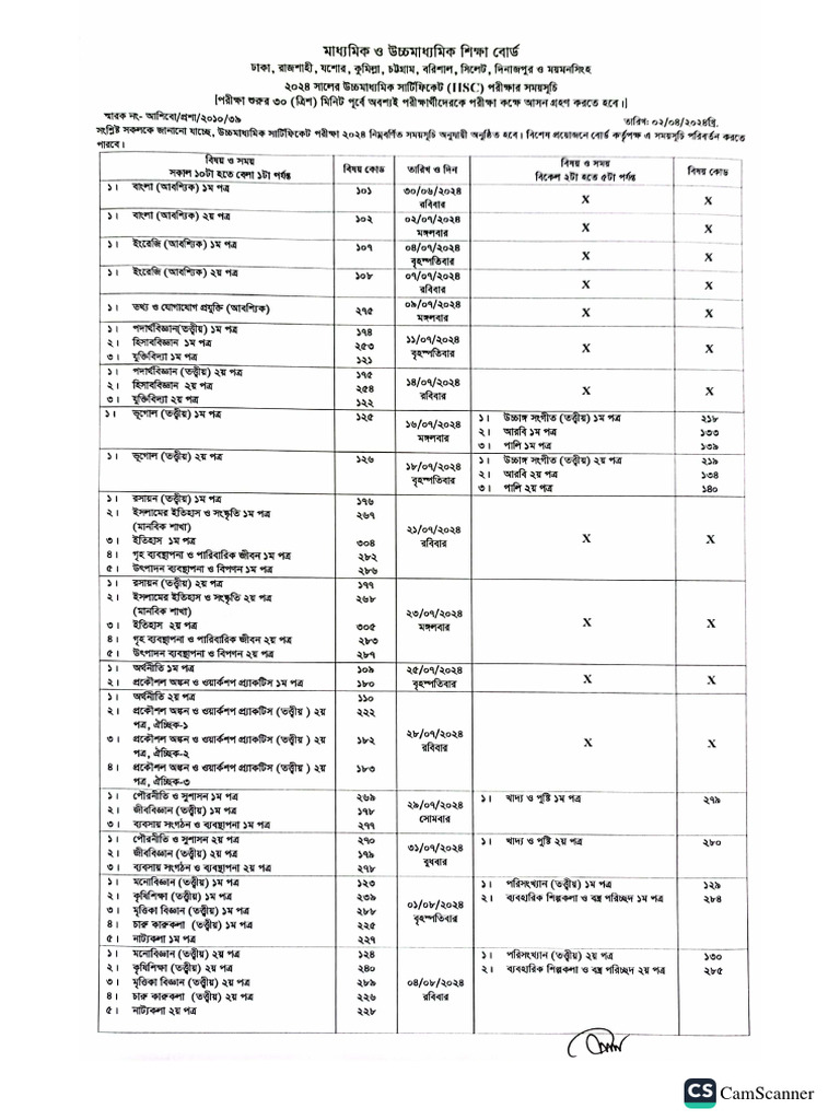 HSC '24 Routine | PDF