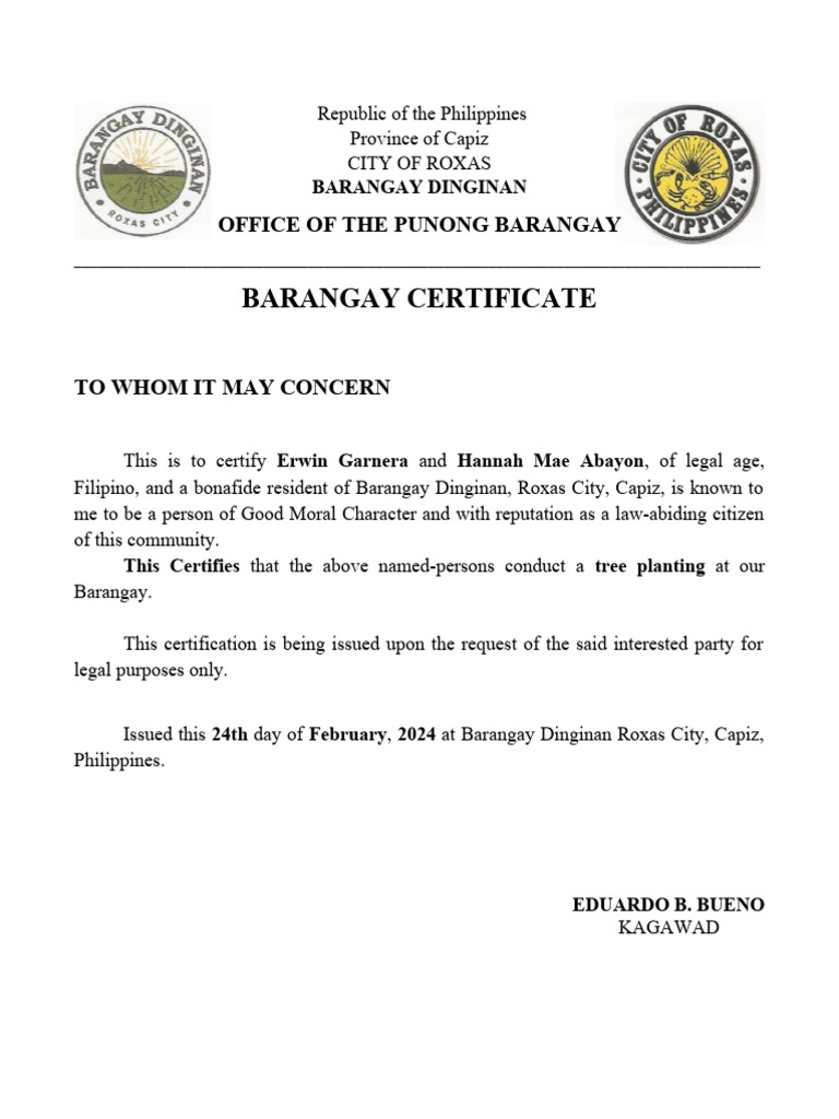 Certificate Tree Planting ... | PDF | Social Science | Law