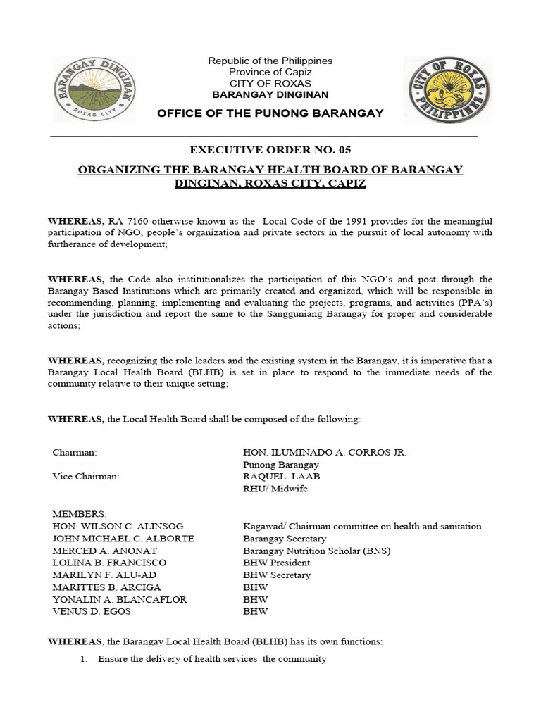 E0 barangay health board | PDF
