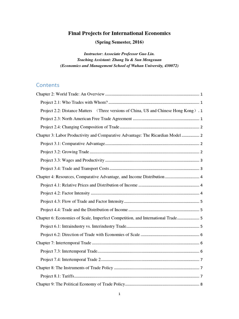 International Economics Final Projects 2016 | PDF | Comparative ...
