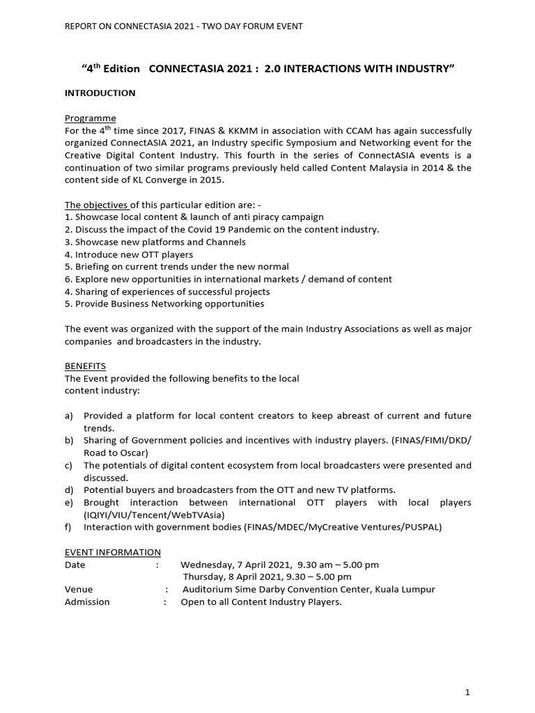 ConnectASIA 2021 Post Event Report | PDF