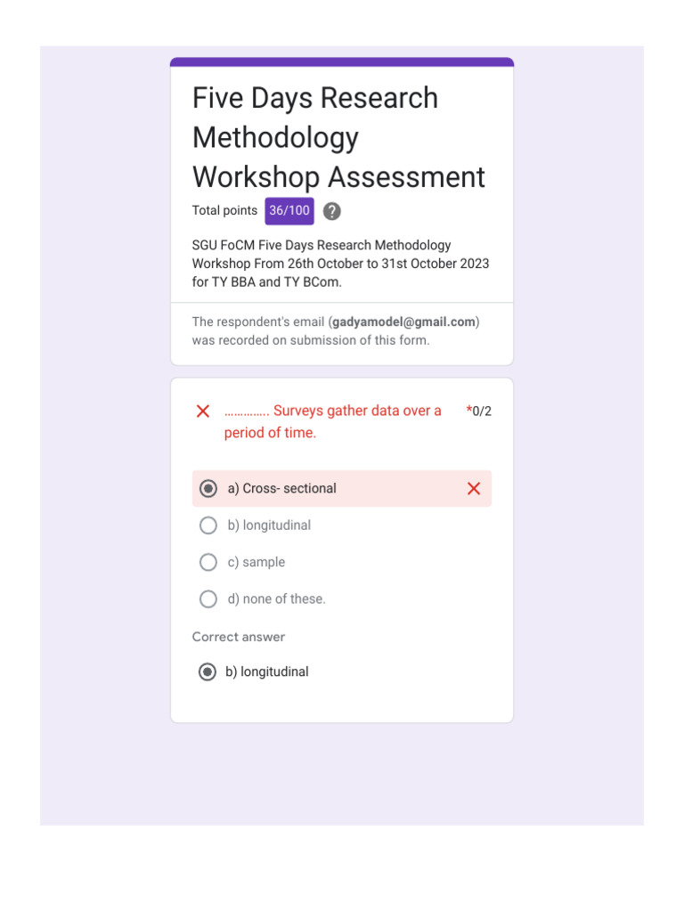 Five Days Research Methodology Workshop Assessment | PDF | Level Of Measurement | Survey Methodology