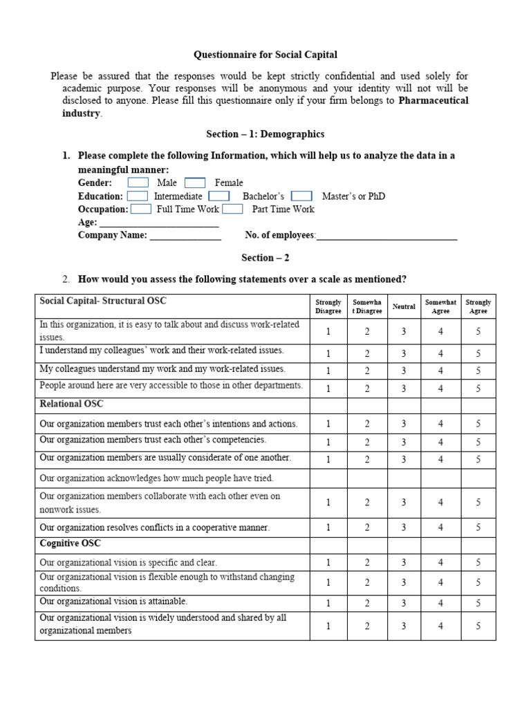 Questionnaire SC | PDF | Knowledge | Psychology