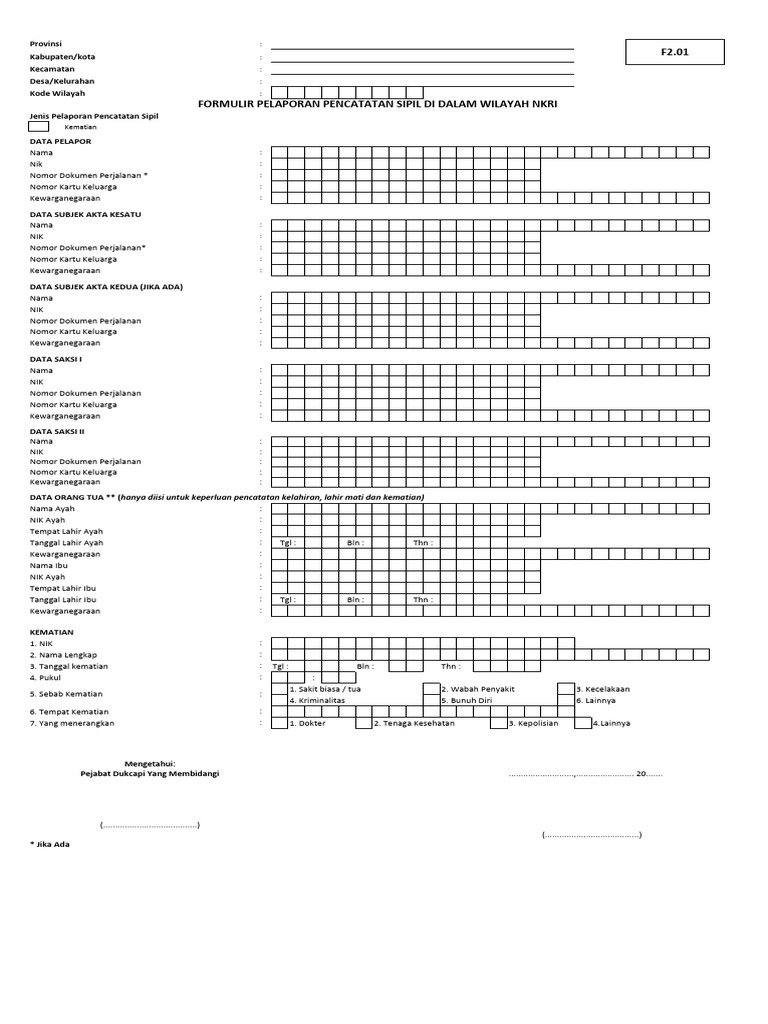 Formulir-F201 KEMATIAN | PDF