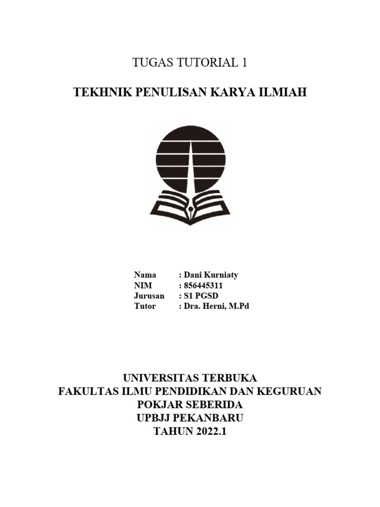 Tugas Tutorial 1. Karya Ilmiah | PDF