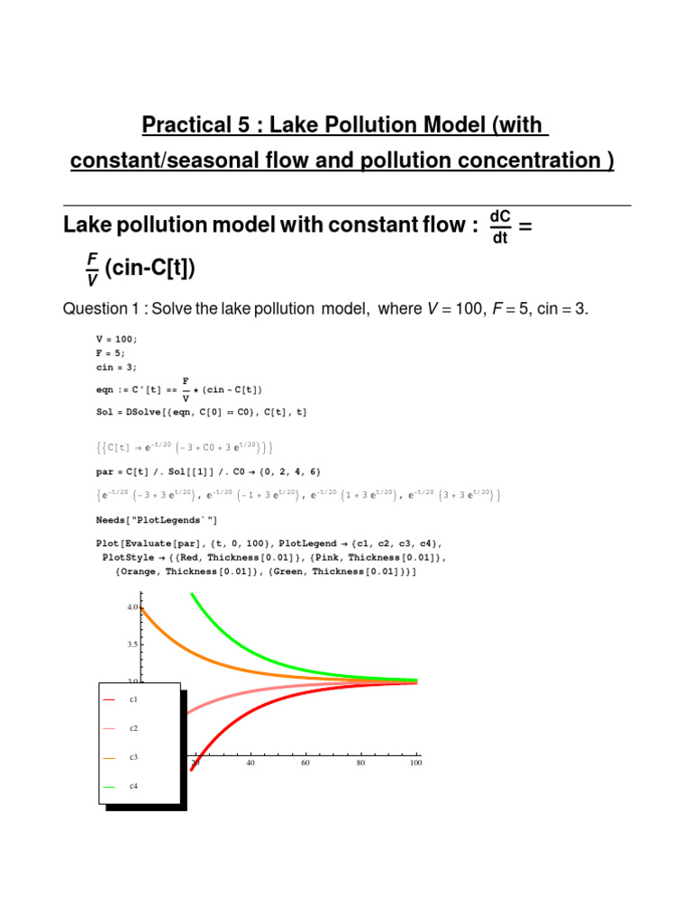Practical5 (Lake Pollution Model) | PDF