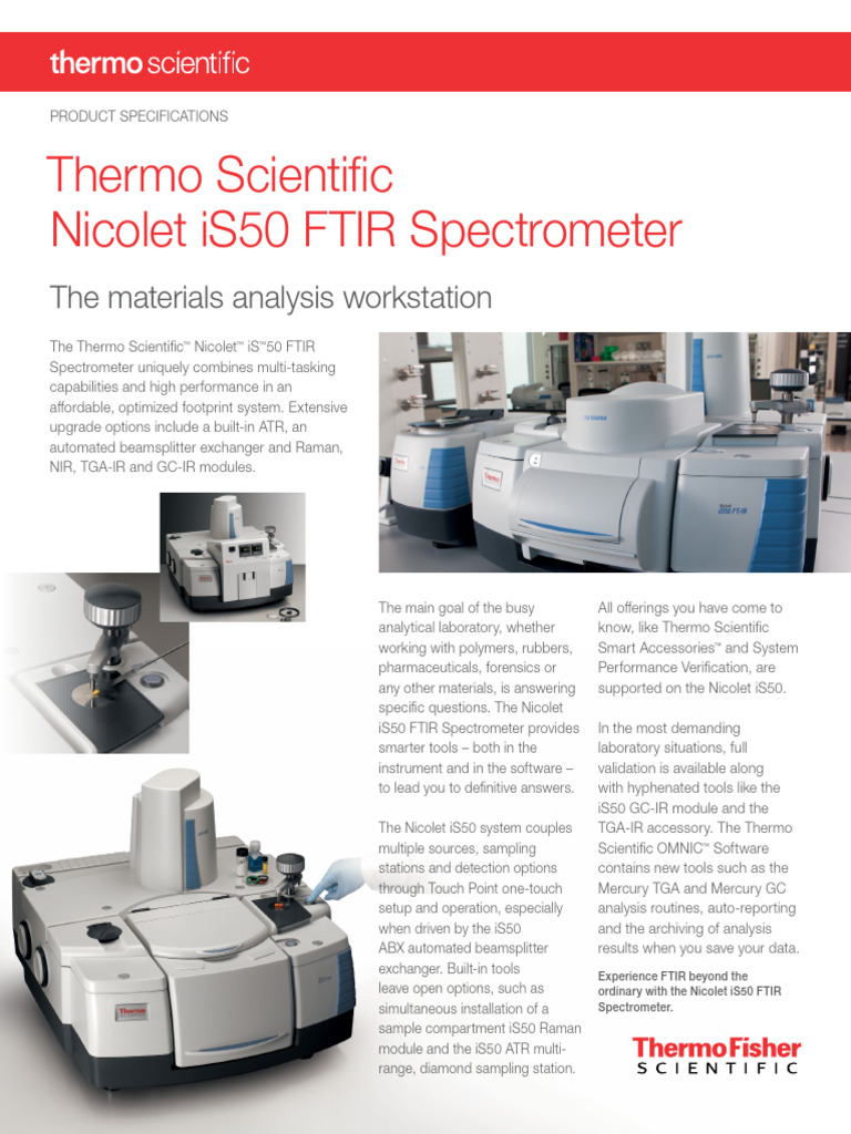 Thermo Scientific Nicolet Is50 FTIR Spectrometer Specifications | PDF ...
