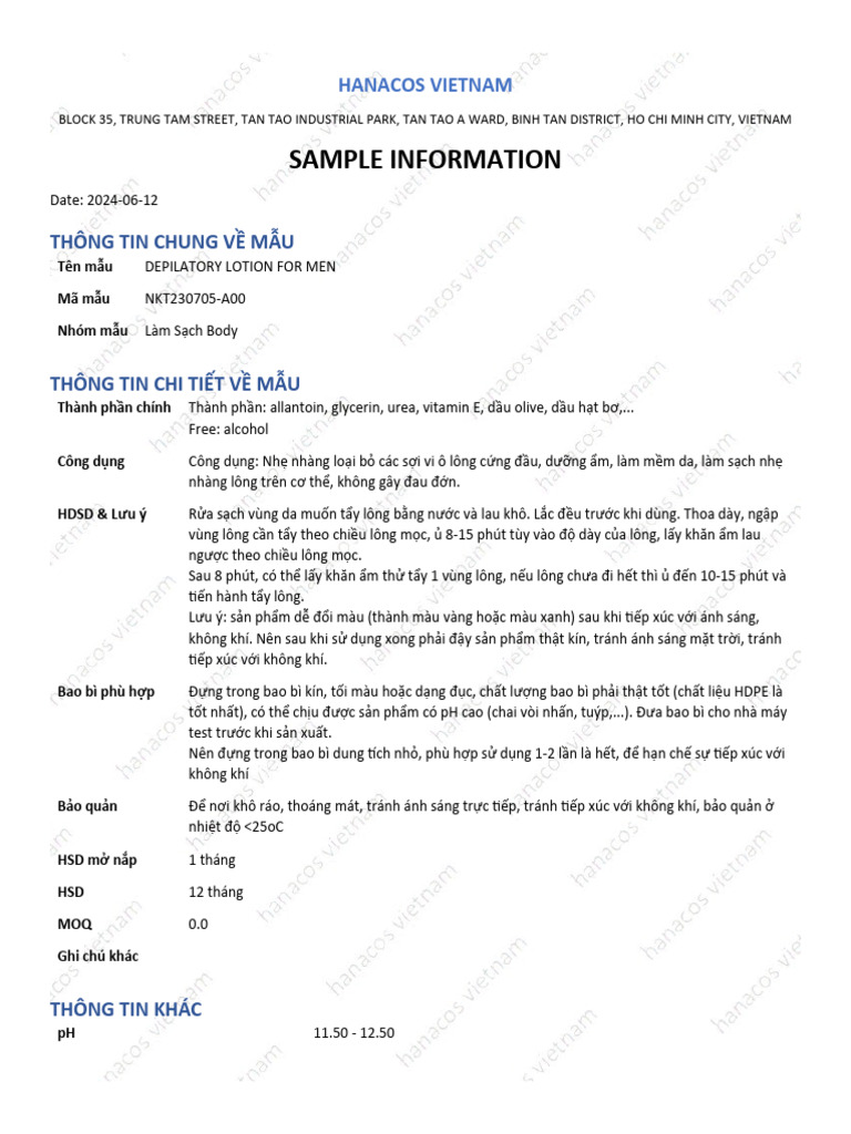 Product Information Report | PDF