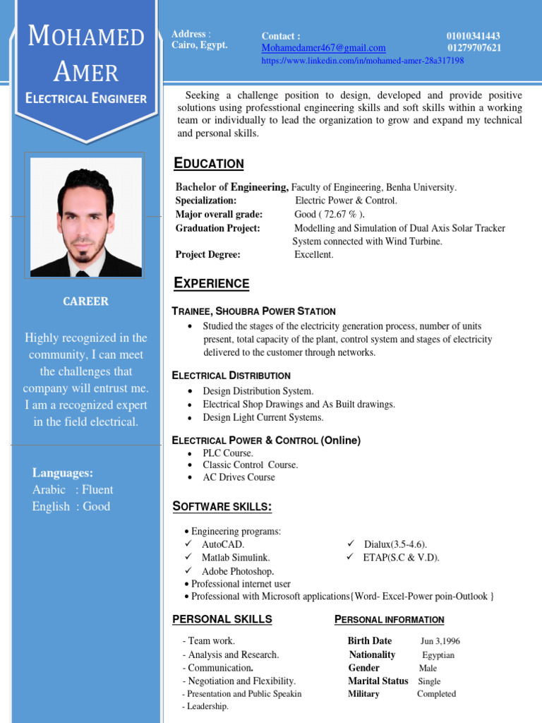 C.Electrical Engineer CV | PDF | Engineering