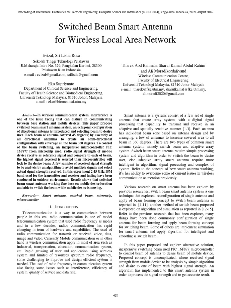 En Switched Beam Smart Antenna For Wireless Pdf Antenna Radio Radio