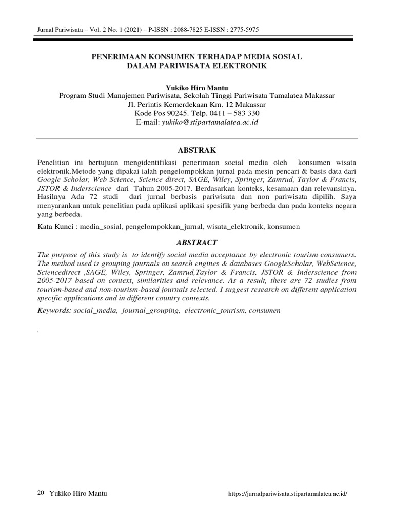 5. Template Full Paper-Jurnal Pariwisata STIPAR Tamalatea_Yukiko1 | PDF