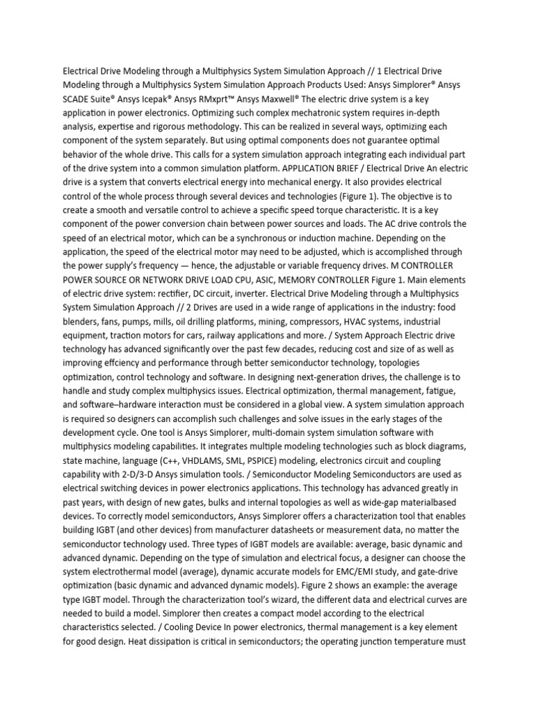 Electrical Drive Modeling Through A Multiphysics System Simulation ...