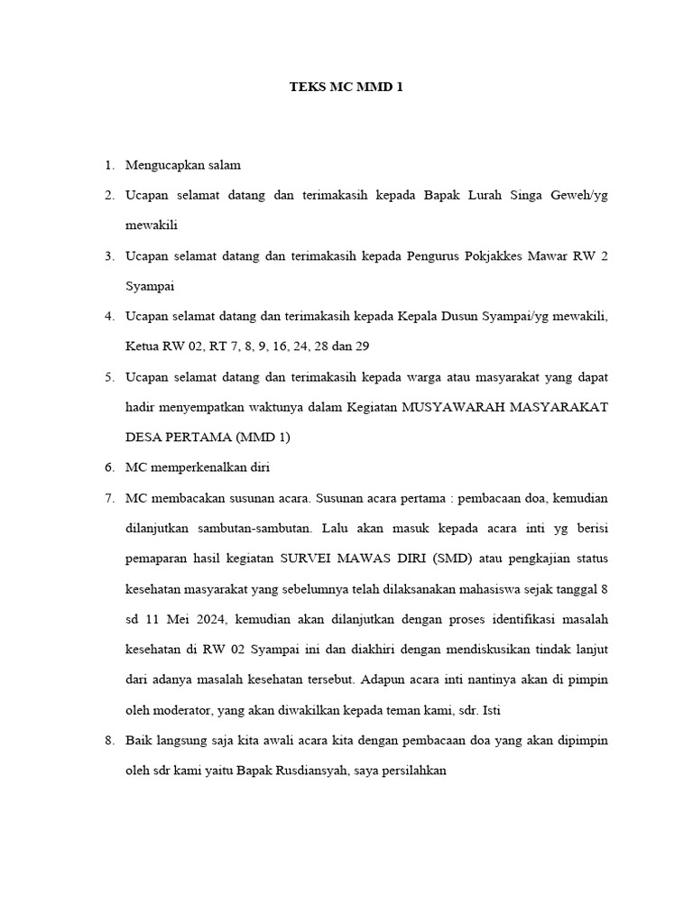 Teks MC MMD 1 | PDF | Gaya Hidup