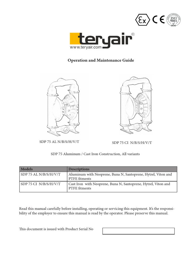 sdp75mnl Rev 01 | PDF | Pump | Valve