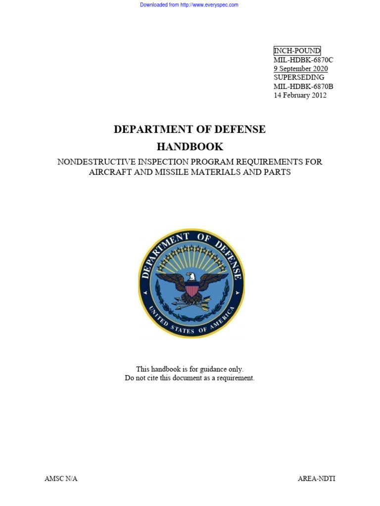 Mil HDBK 6870c | PDF | Nondestructive Testing | Verification And Validation