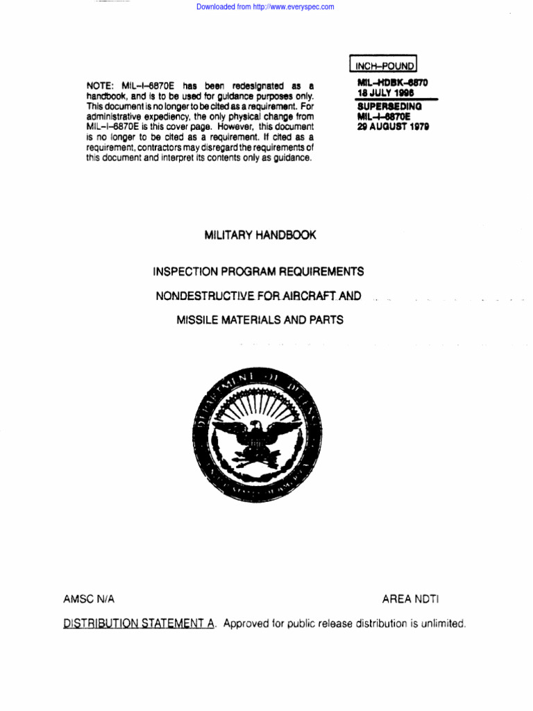 Mil HDBK 6870 | PDF | Nondestructive Testing | Specification (Technical ...