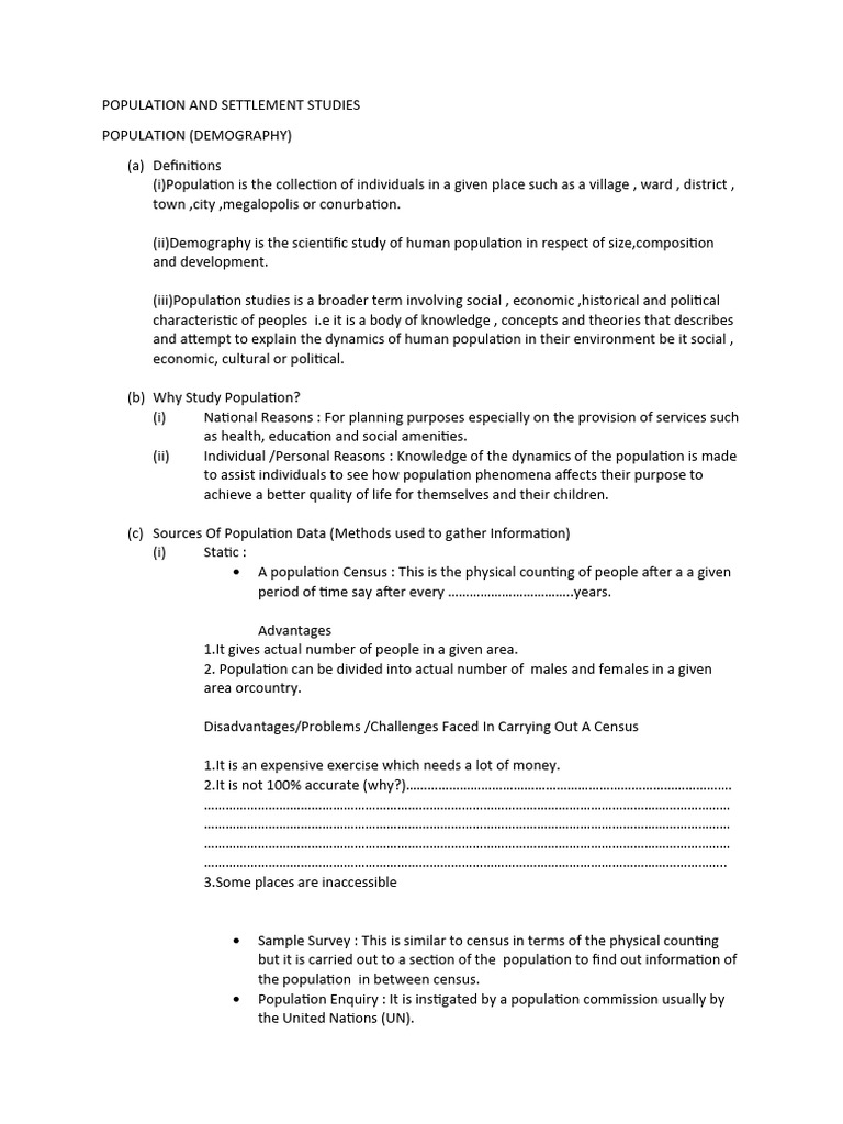 Population and Settlement Studies | PDF | Human Migration | Demography