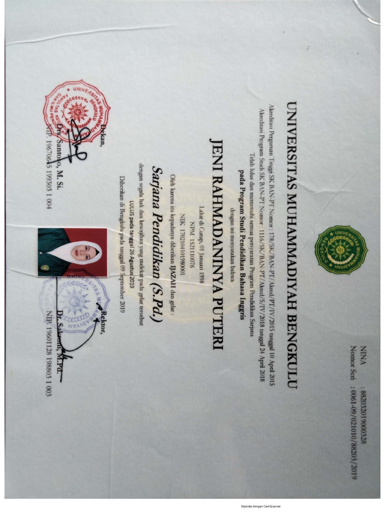 Ijazah Perguruan Tinggi - Jeni | PDF
