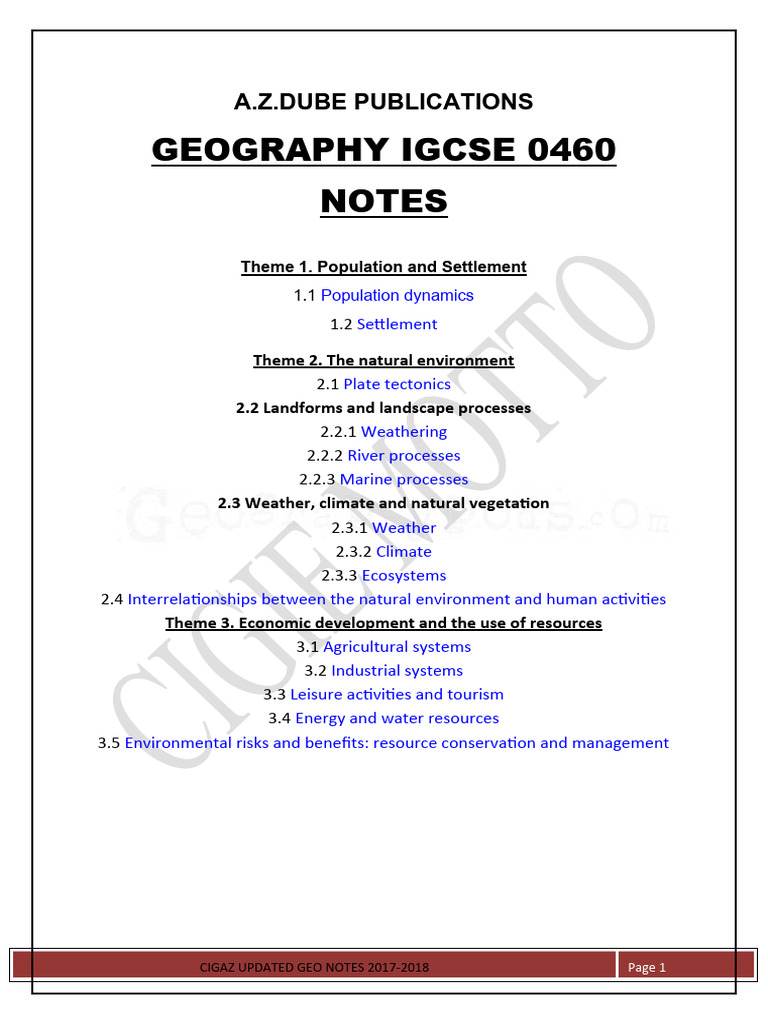 Geo Notes Form Three and Form Four | Download Free PDF | Cost Of Living ...