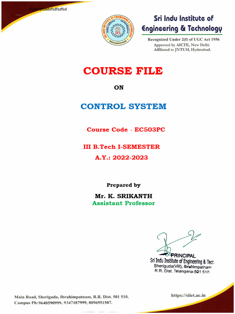 Course File Sample Document-ECE Dept | PDF | Engineering | Computing