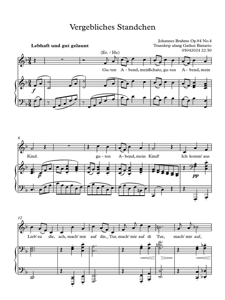 Vergebliches Standchen 1 F (Low) | PDF | Compositions pour chorale