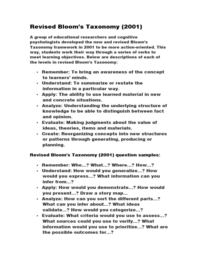 Blooms Taxonomy | PDF | Critical Thinking | Evaluation