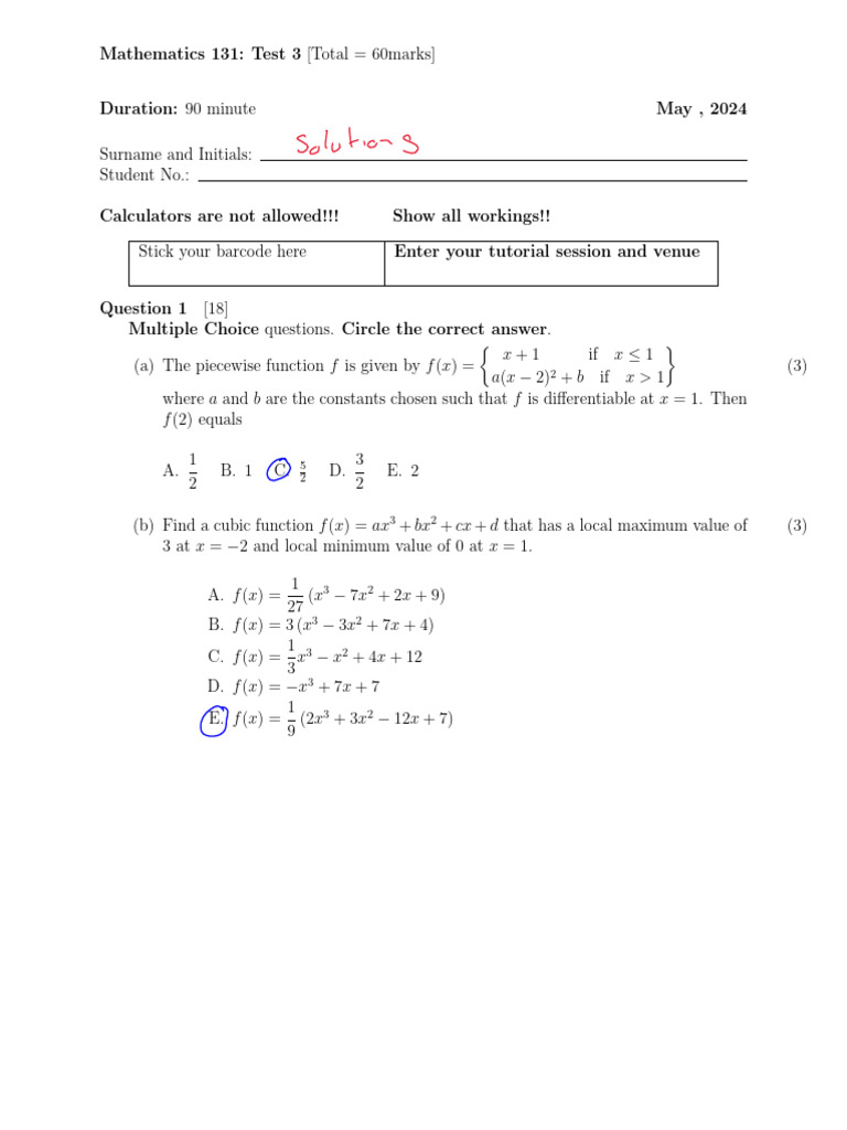 MATH 131 Test 4 2024 | PDF | Mathematical Concepts | Mathematical Relations