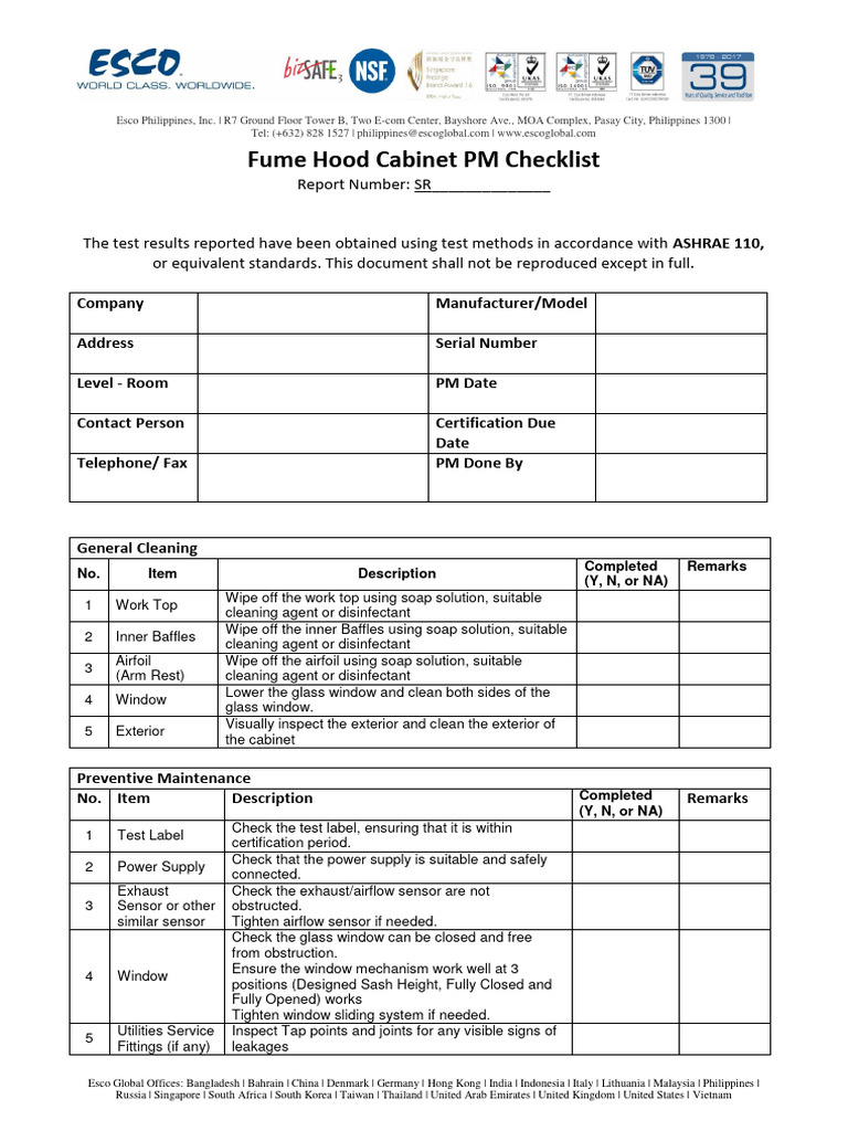PM Checklist Template (FH) - Final | PDF | Ac Power Plugs And Sockets ...