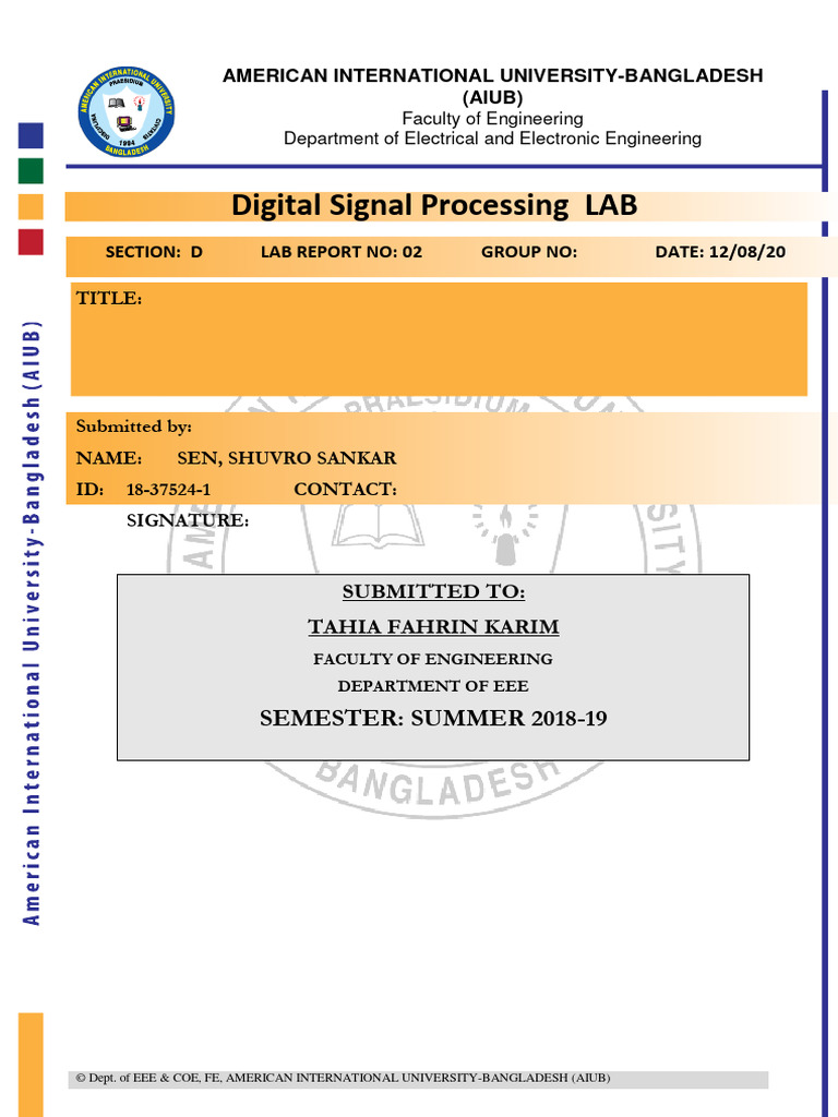 (18-37524-1_D)Dsp lab report 2 | PDF | Digital Signal Processing | Digital To Analog Converter