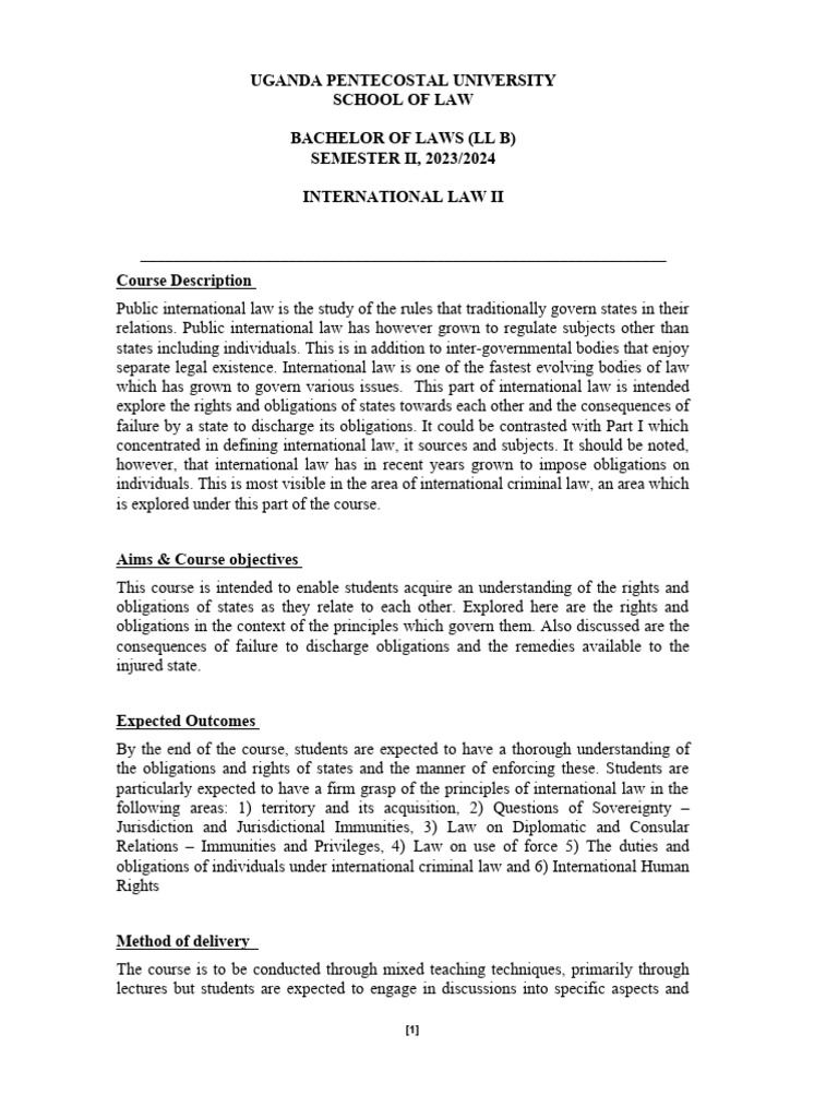 International Law II Course Overview | PDF | International Law ...