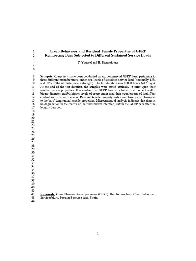 paper - properties of GFRP bars | PDF | Deformation (Engineering ...