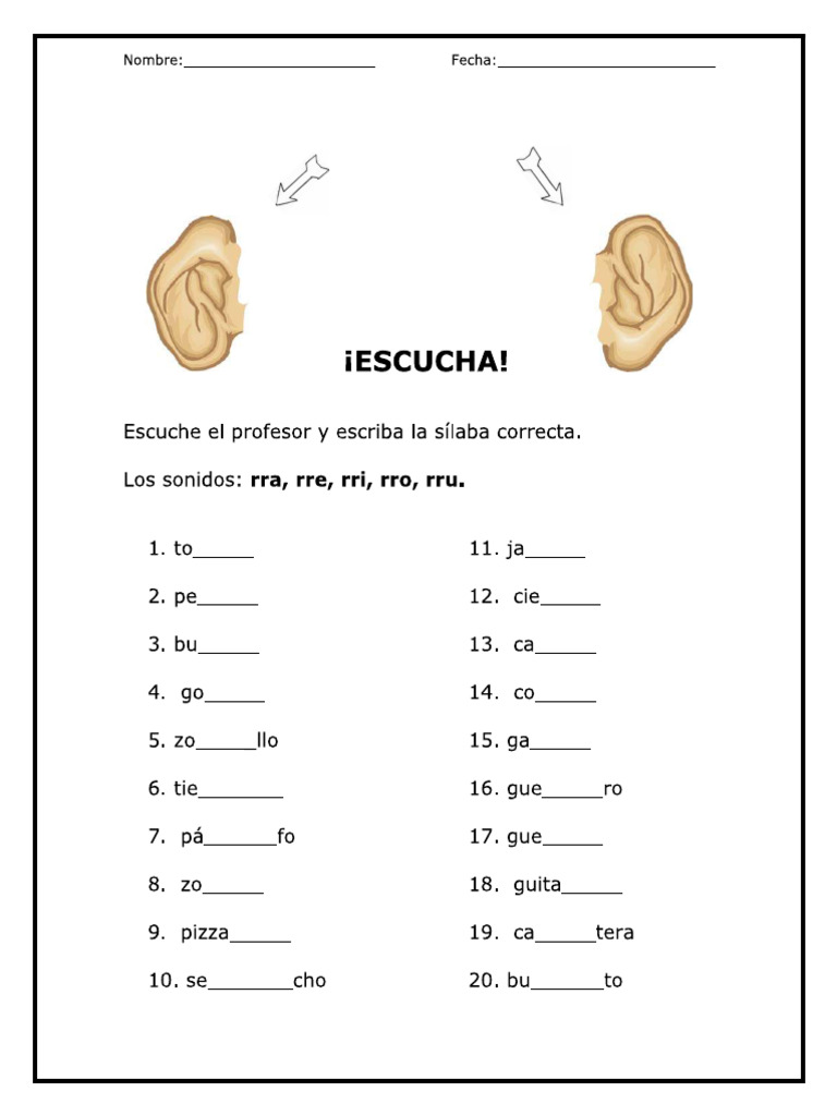 rra rre rri rro rru ejercicio exercise | PDF