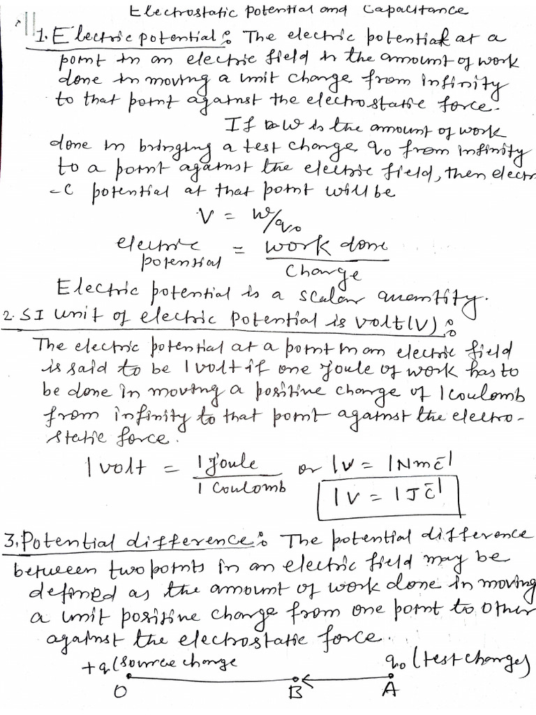 Electrostatic Potential And Capacitance Pdf