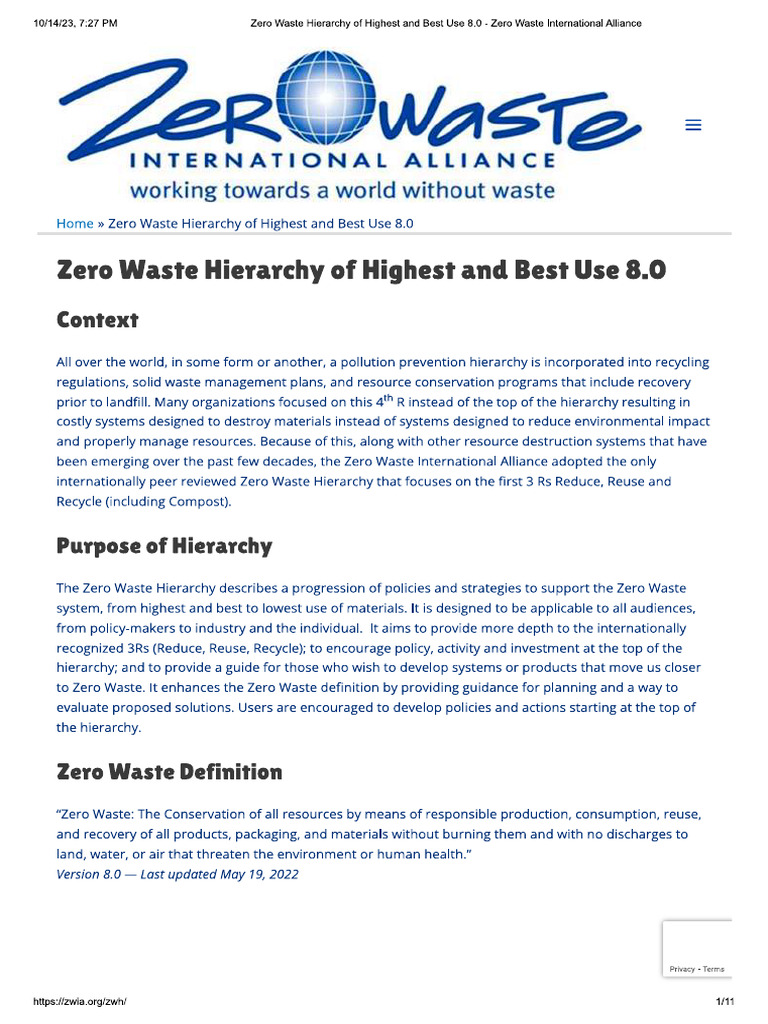 Zero Waste Hierarchy of Highest and Best Use | PDF Zero Waste Hierarchy of Highest and Best Use | PDF