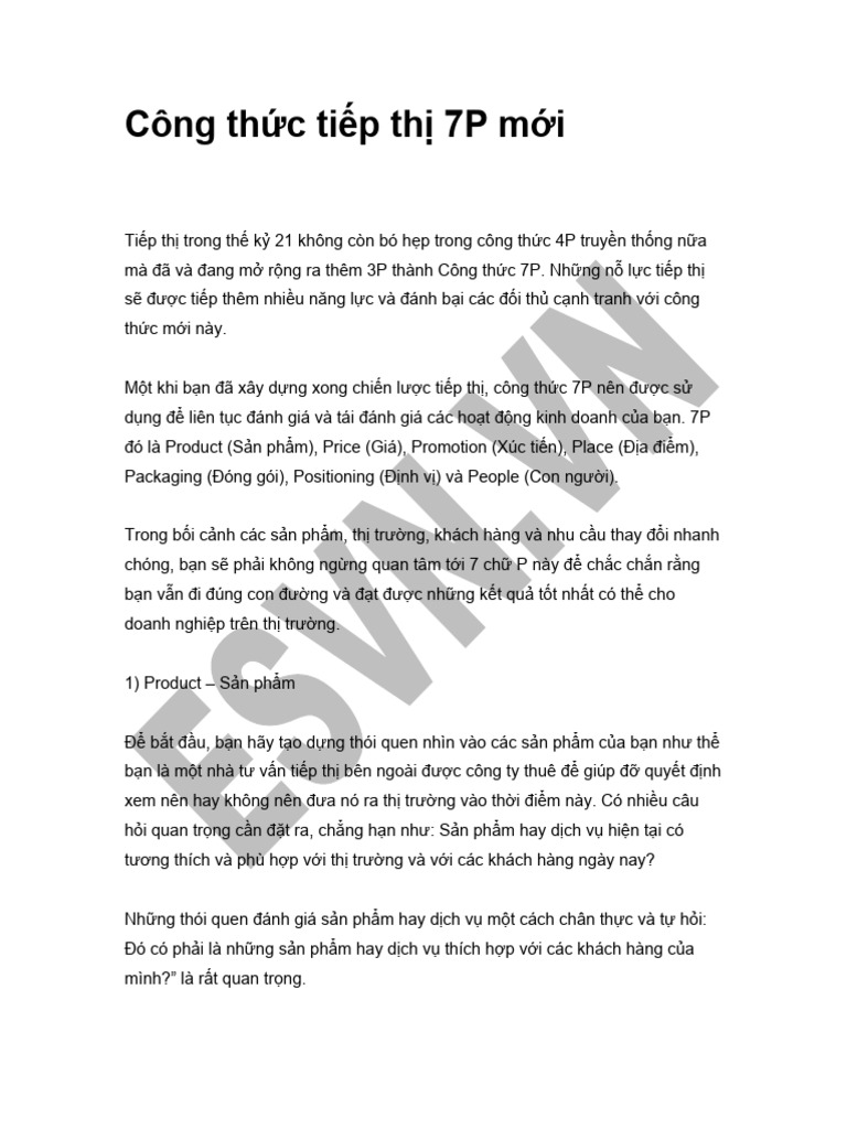 Cong Thuc Tiep Thi 7P Moi | PDF